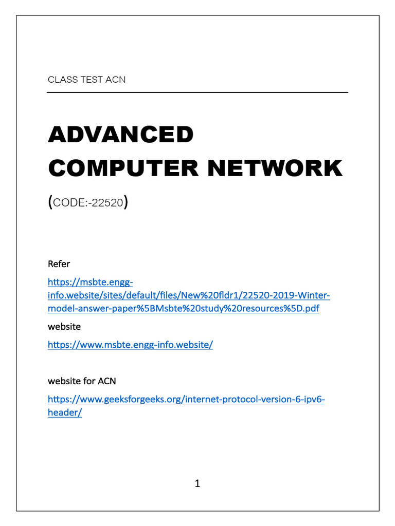 Class Test Acn | PDF