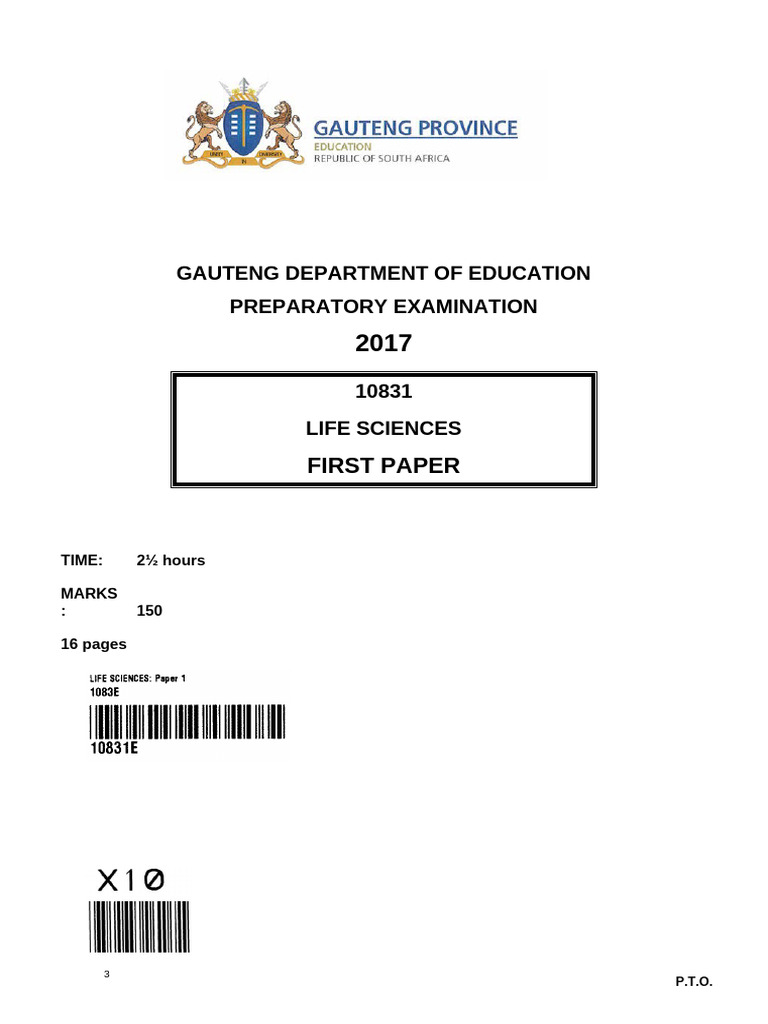 GP Life Sciences P1 Prelims 2017 | PDF