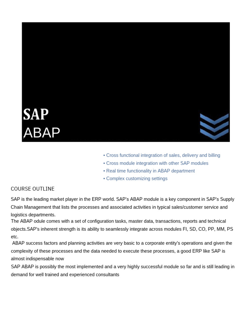 Sap ABAP Course Content PDF | PDF | Software Development | Computers