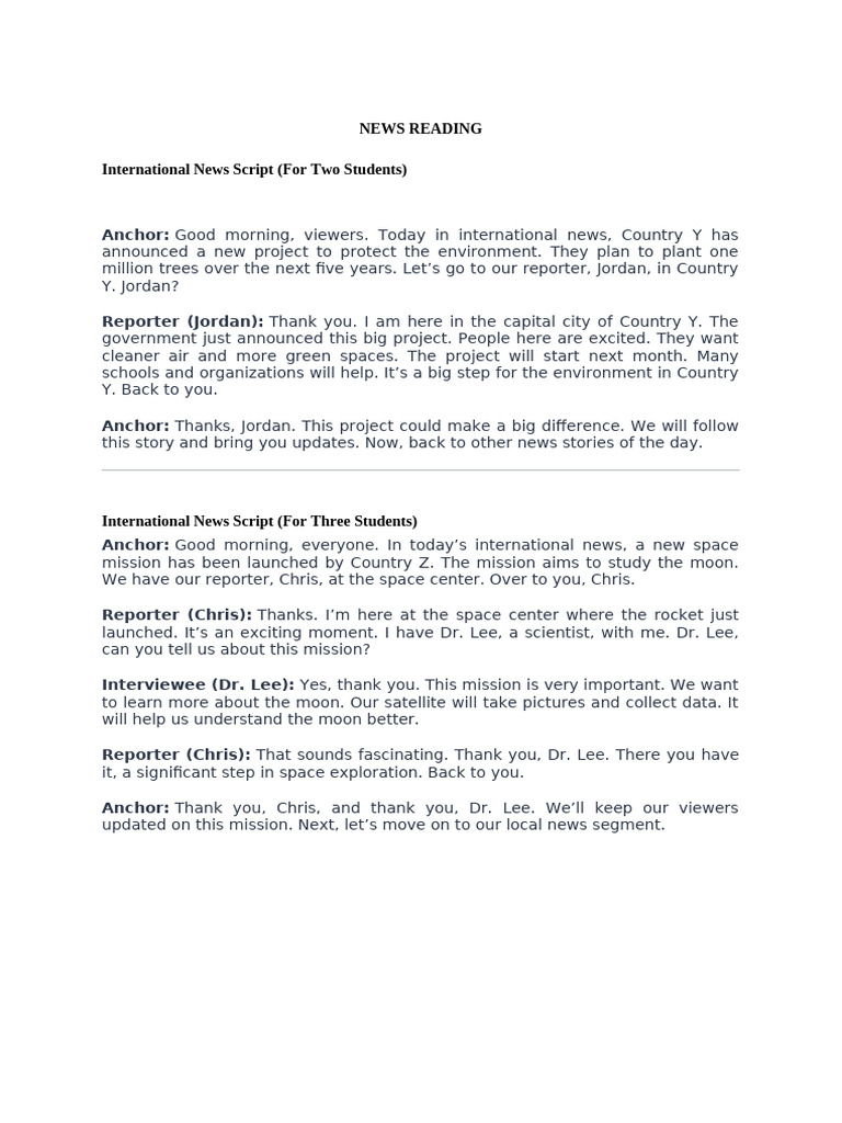 International News Script Samples | PDF