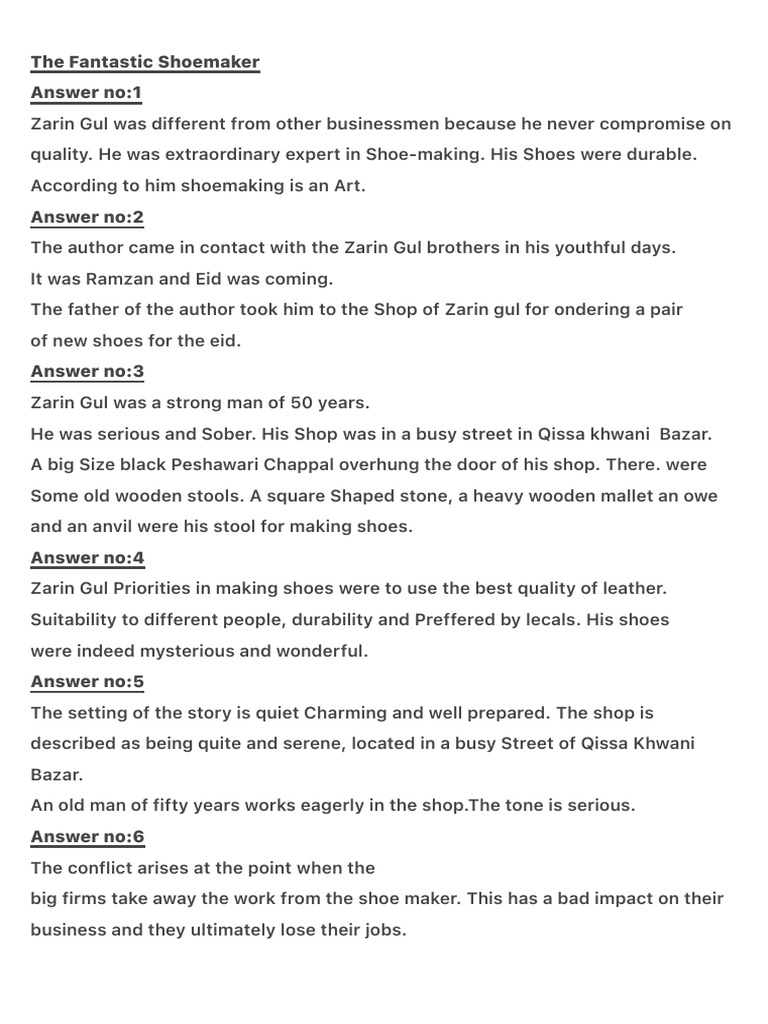 The Fantastic Shoemaker | PDF