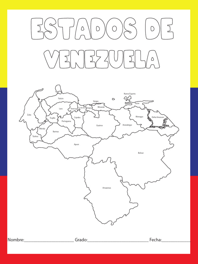 Mapa de Venezuela Con Sus Estados para Colorear | PDF