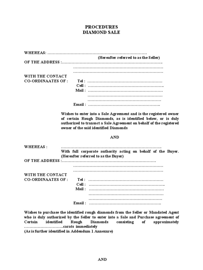 Master FCO Procedure Contract Diamonds 16-01-10 | PDF | Financial ...