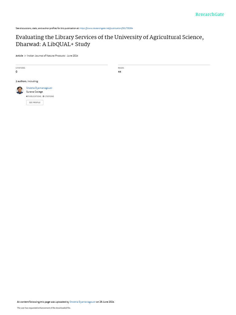 Evaluating The Library Services | PDF