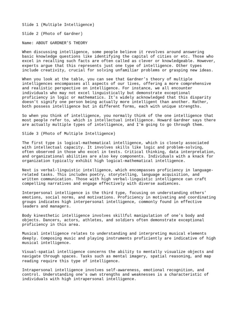 Multiple Intelligence | PDF