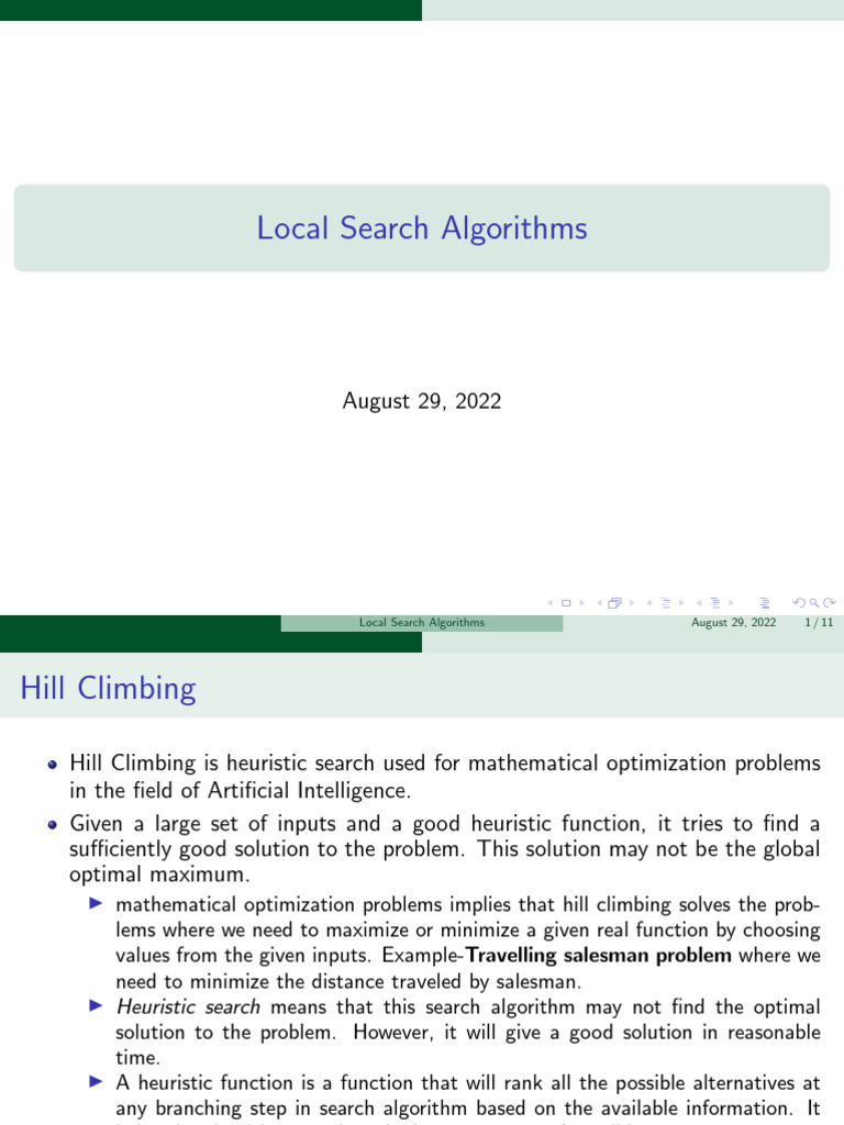Hill Climbing | PDF | Mathematical Optimization | Teaching Methods ...