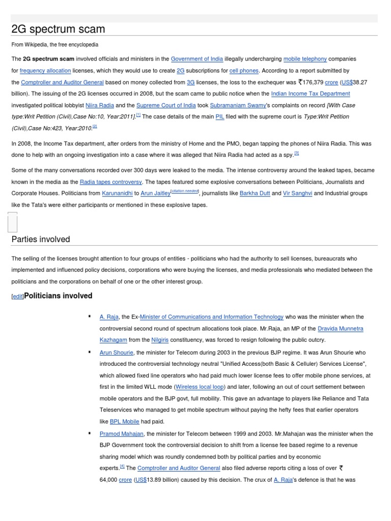 2G Spectrum Scam | PDF | Tamil Nadu | Politics Of India