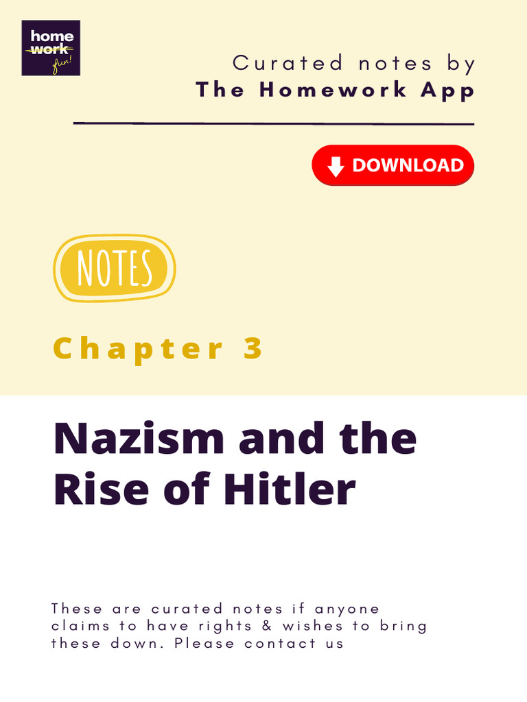 Nazism and Hitler's Rise: CBSE Notes | PDF | Nazi Germany | Adolf Hitler
