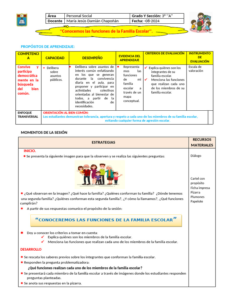 sesion de la familia escolar 2023 | PDF