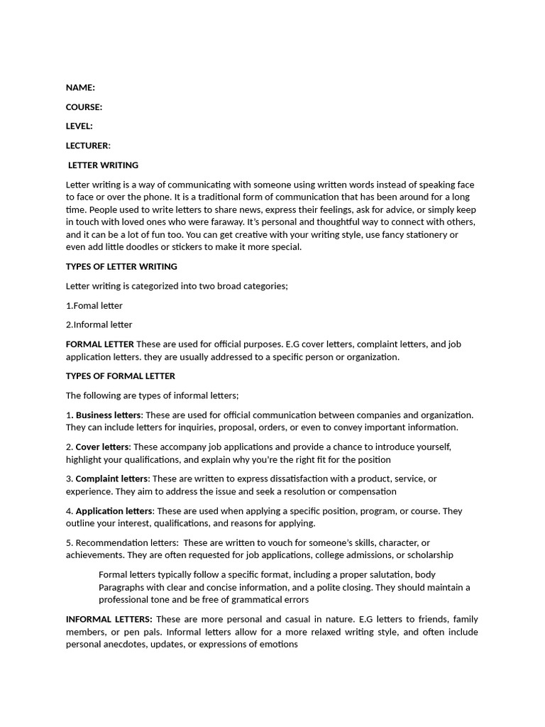 Letter Writing | PDF