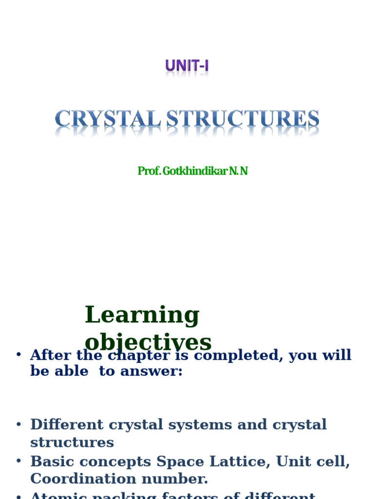 Understanding Crystal Structures and Lattices | PDF | Crystal Structure ...