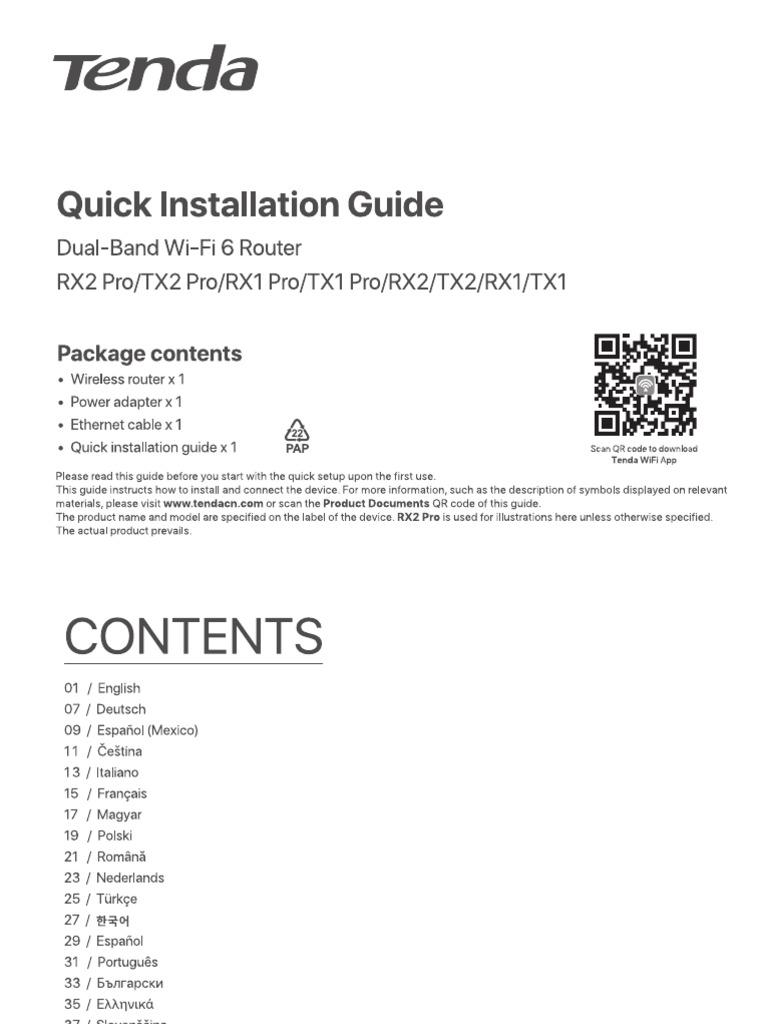 TENDA RX1Pro Quick Installation | PDF