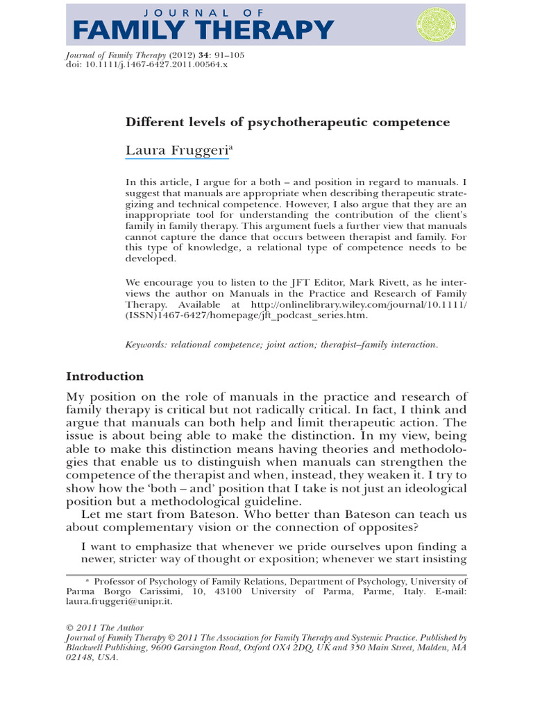 Different Levels of Psychotherapeutic Co | PDF