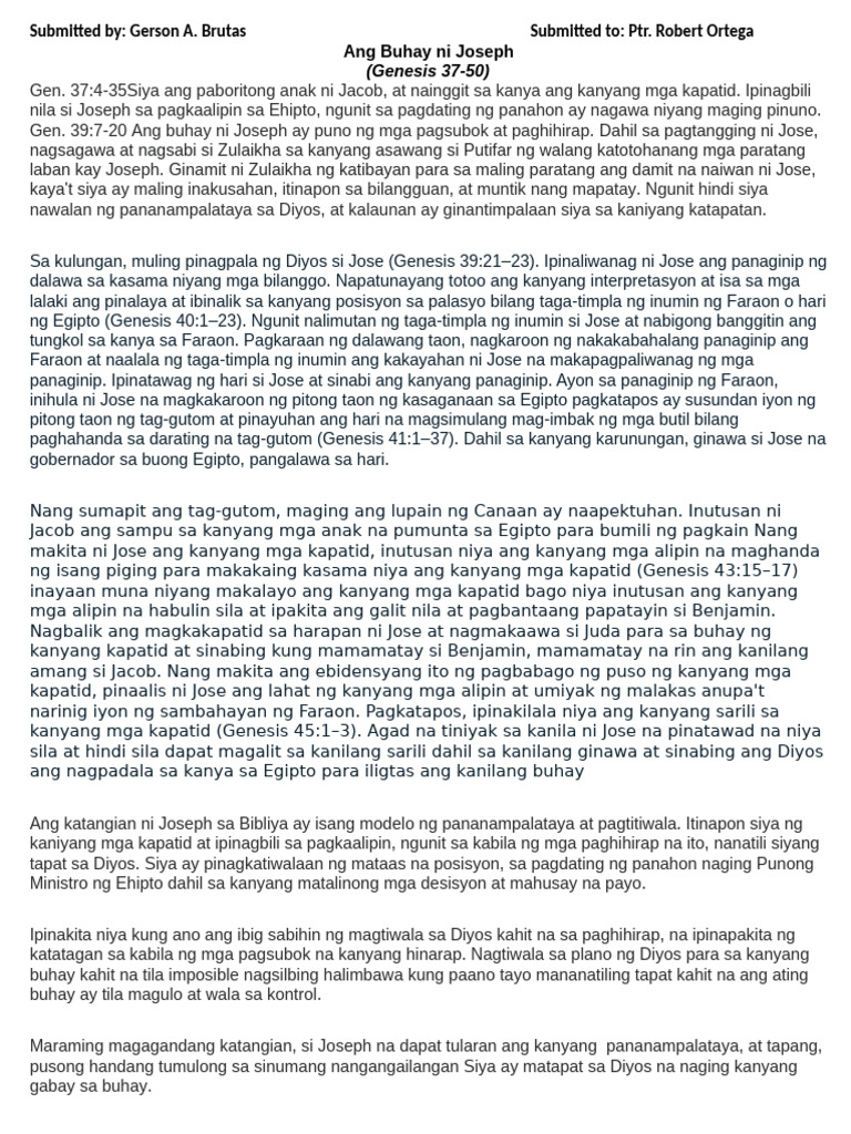 Ang Katangian Ni Joseph | PDF
