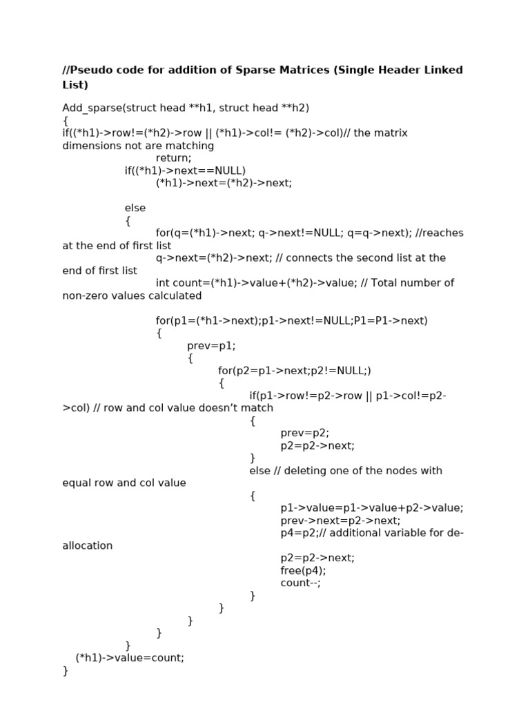 Sparse Matrices Operations | PDF