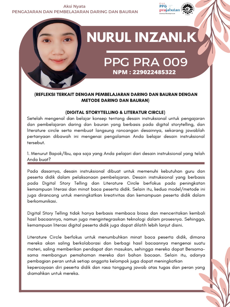 T1 Aksi Nyata 2 - Pembelajaran Daring Dan Bauran - Nurul Inzani Karim | PDF