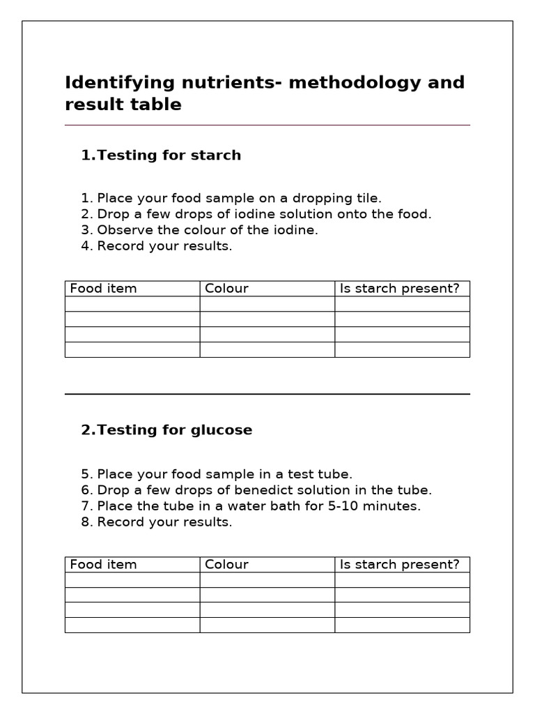 Food Testing For Nutrients | PDF