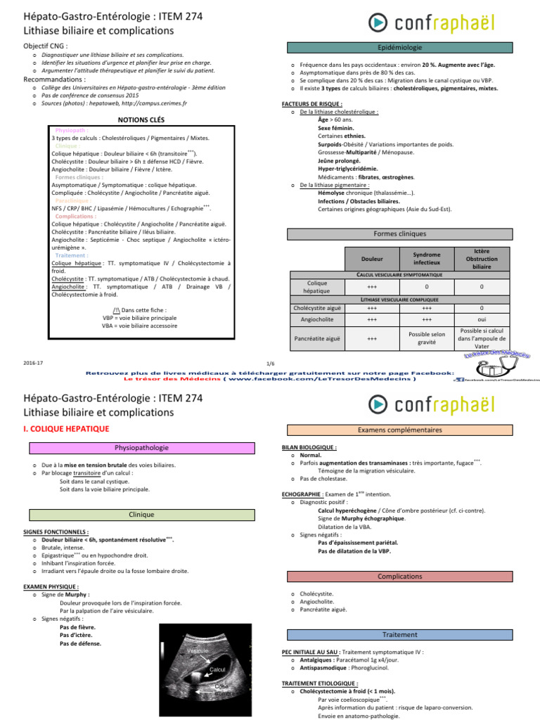 Lithiase Biliaire Et Complications - LeTresorDesMedecins | PDF