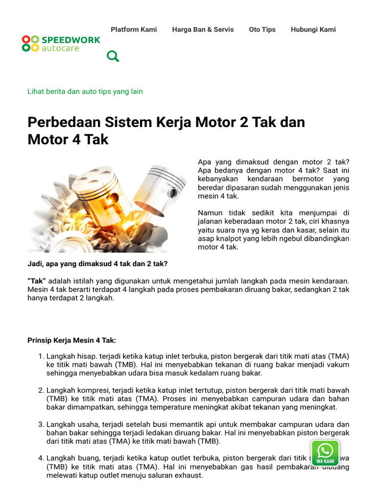 Perbedaan Sistem Kerja Motor 2 Tak Dan Motor 4 Tak1 | PDF