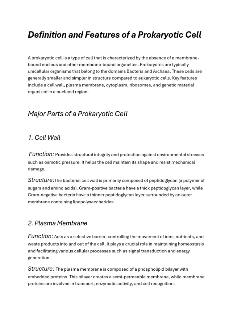 F.cell Biology-Definition and Features of A Prokaryotic Cell1 | PDF