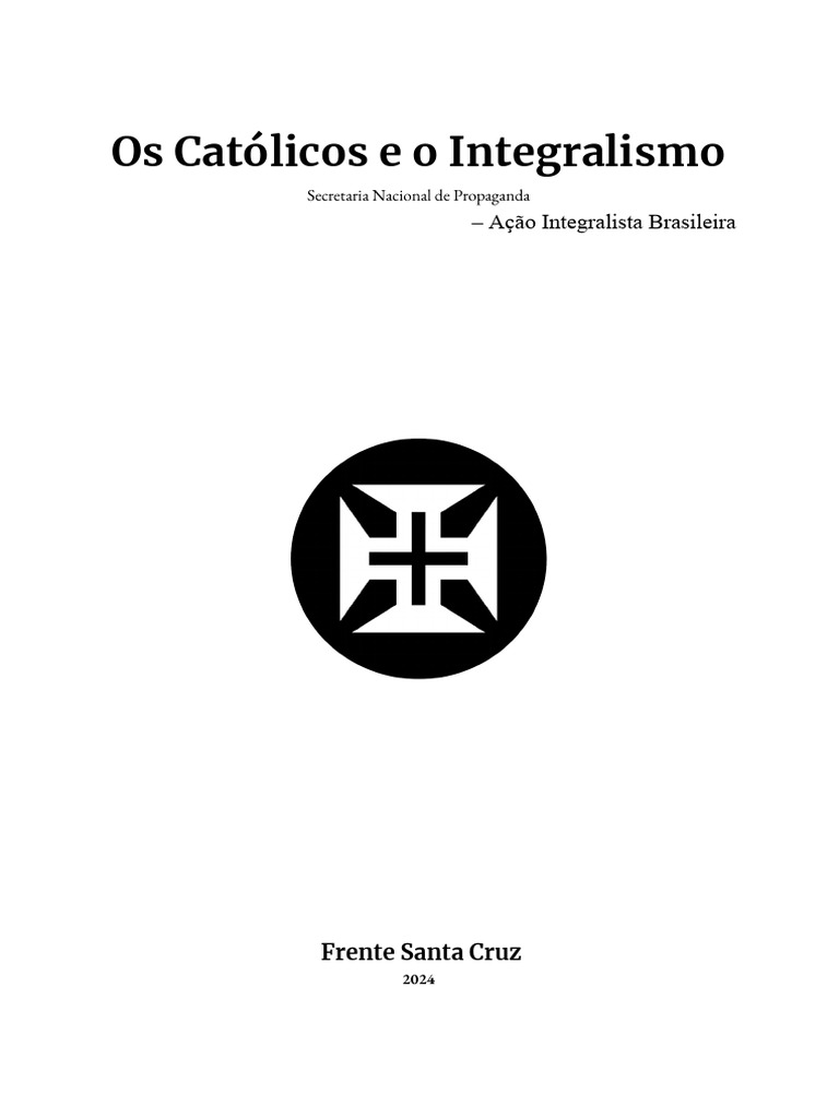 Os Católicos e o Integralismo (Frente Santa Cruz) | PDF