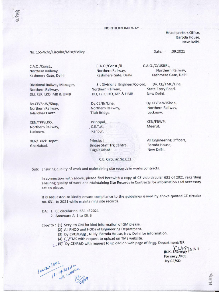 Format of Register in Railway Line Construction | PDF