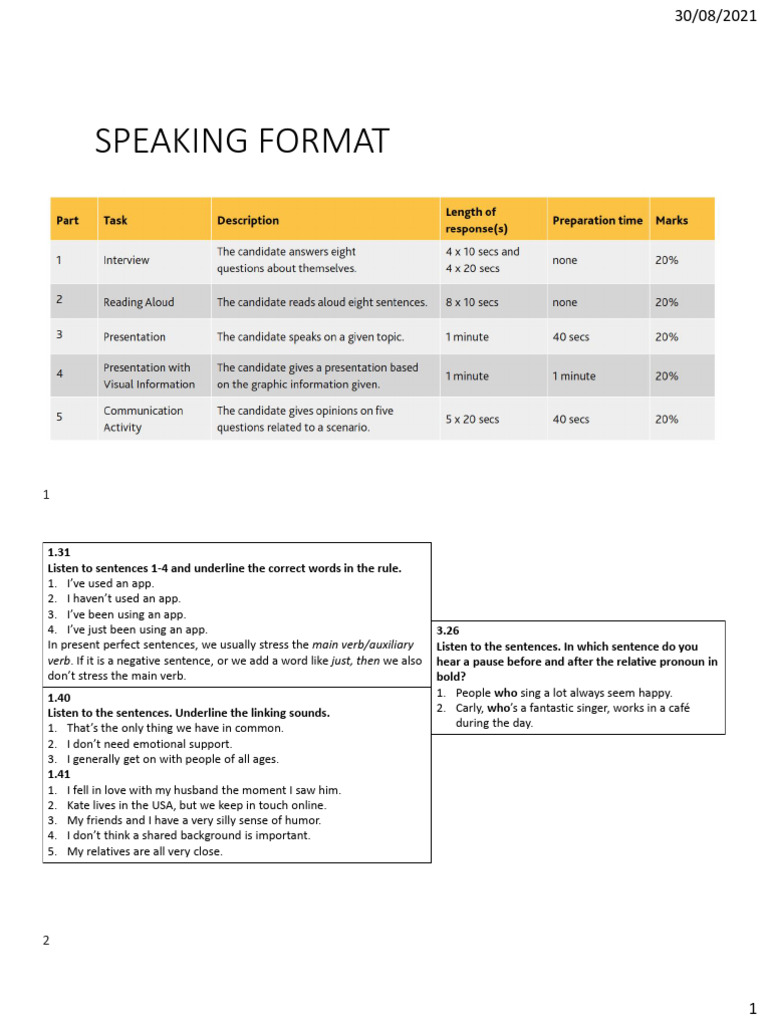 Speaking practice 1 | PDF