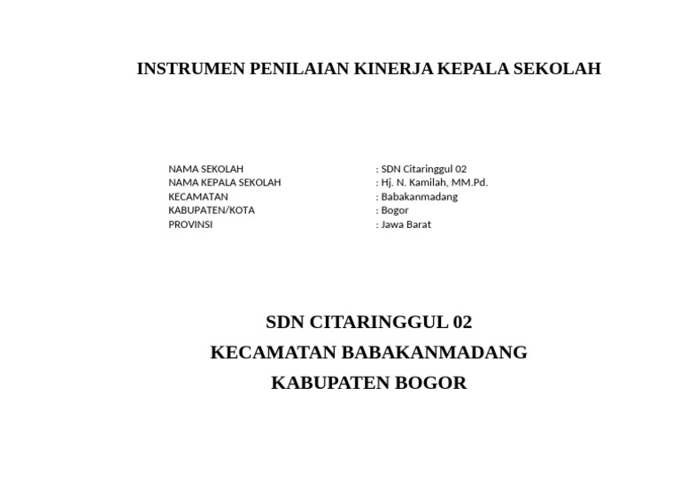 Instrumen Penilaian Kinerja Kepala Sekolah | PDF Instrumen Penilaian Kinerja Kepala Sekolah | PDF
