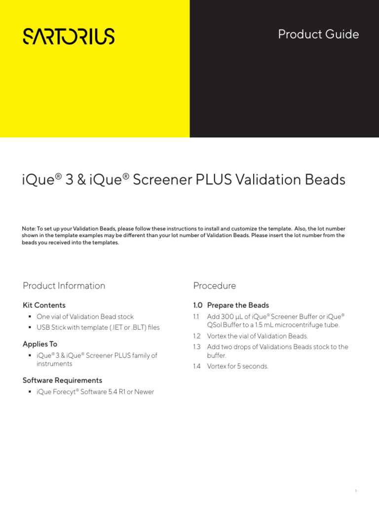 IQue-3 and IQue Screener PLUS Validation Beads | PDF