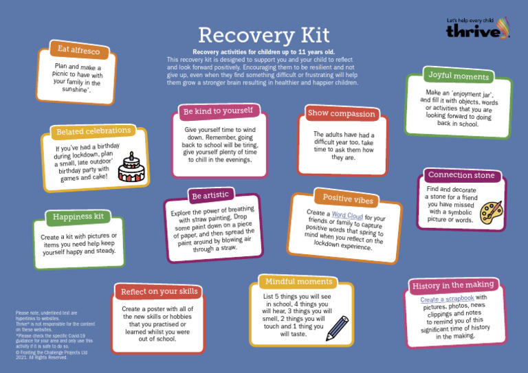 Thrive Recovery Toolkit For Children Up To Age 11 | PDF