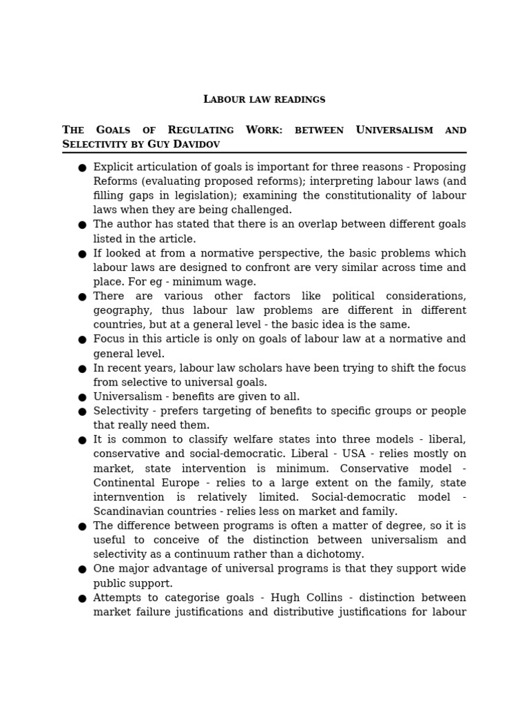 Labour Law Readings | PDF