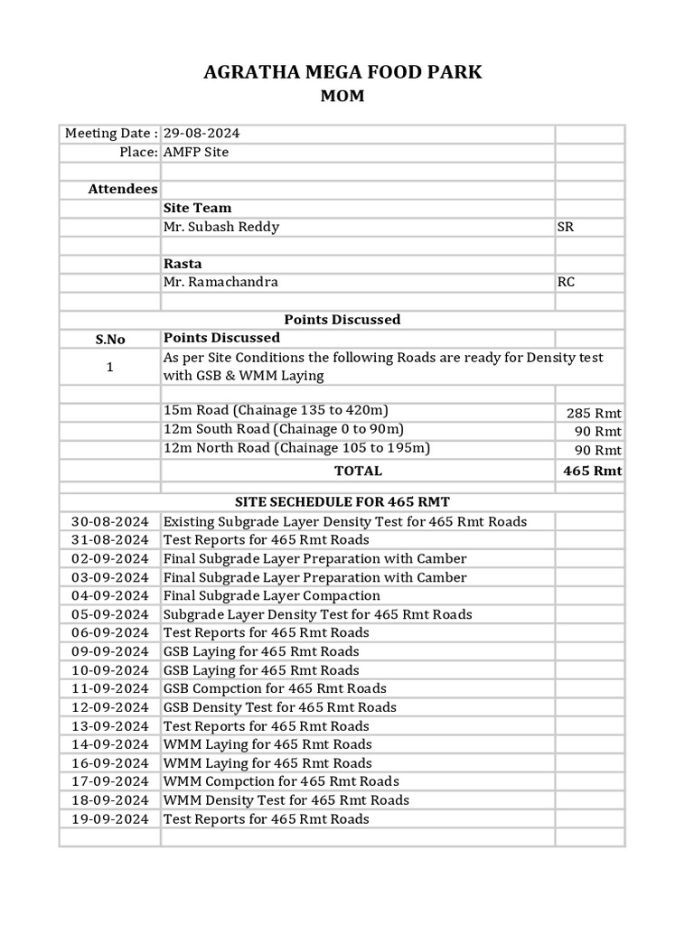 AMFP - Road Schedule | PDF