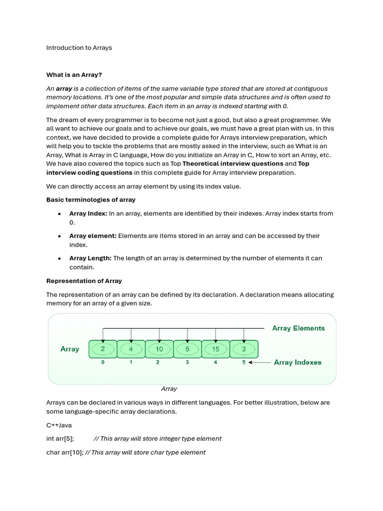Introduction To Arrays | PDF Introduction To Arrays | PDF