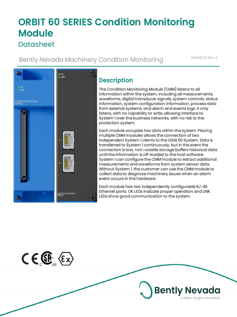 ORBIT 60 SERIES Condition Monitoring Module (CMM) Datasheet - 145M9028 ...