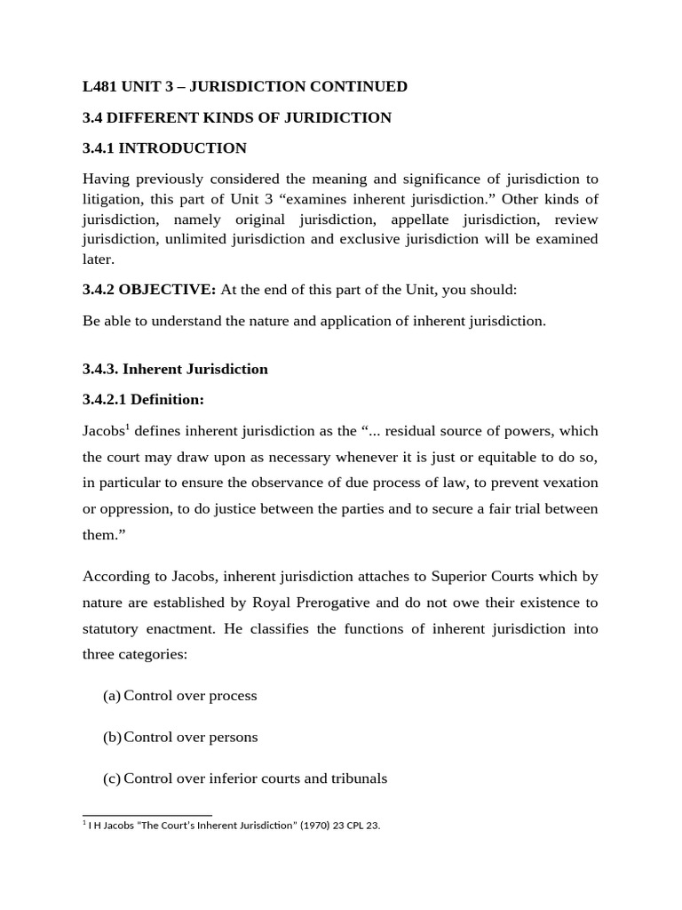 Inherent Jurisdiction Explained | PDF