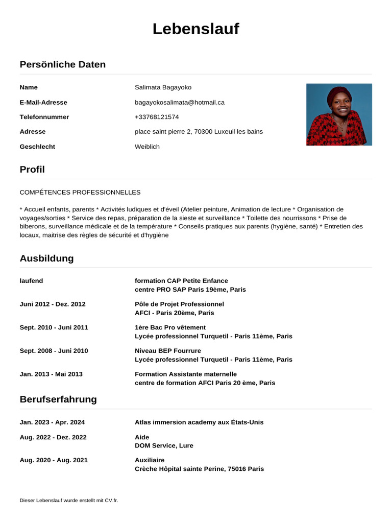 Sally CV Allemand | PDF