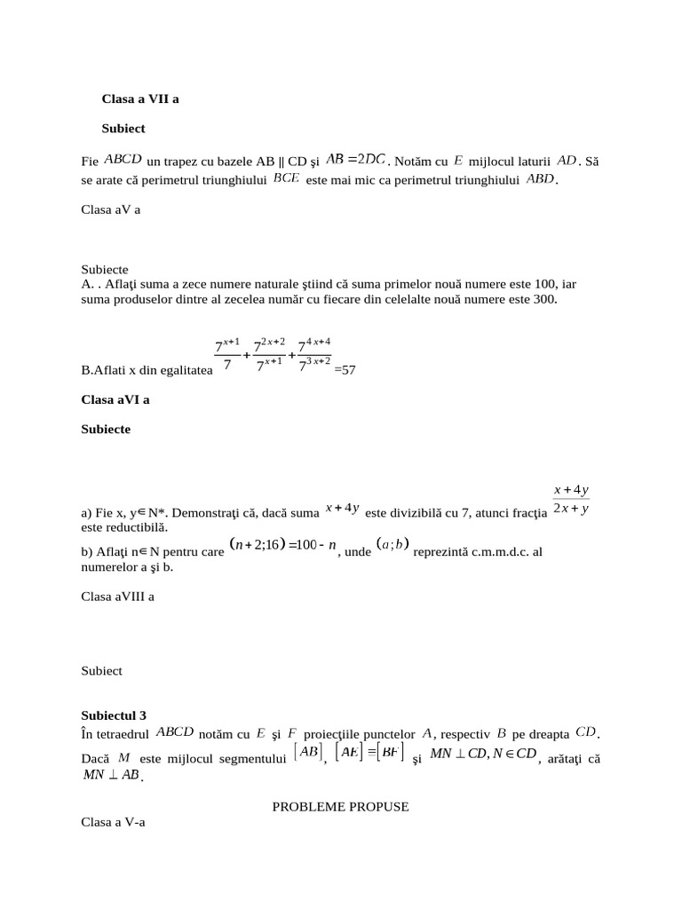Subiecte Propuse Gauss 2018 | PDF