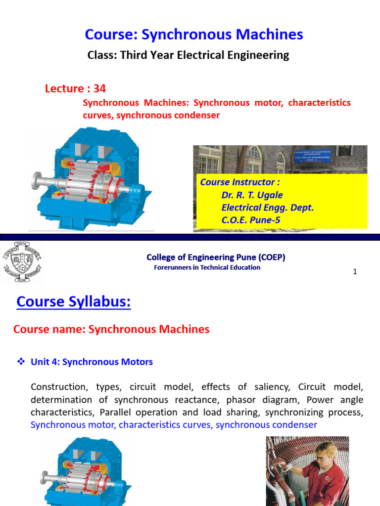 UNIT 4 - Lecture PPTs - Synchronous Motor | PDF