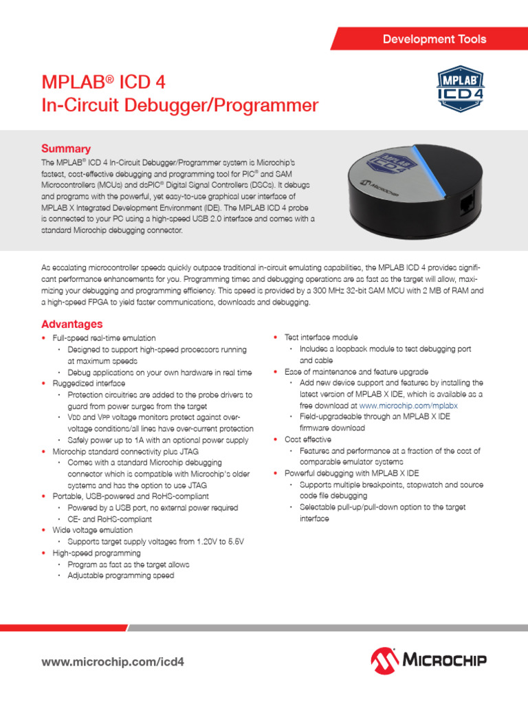 Mplab Icd 4 In-Circuit Debugger/Programmer: Development Tools | PDF