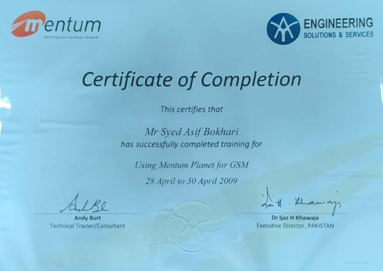 Mentum Certificate | PDF