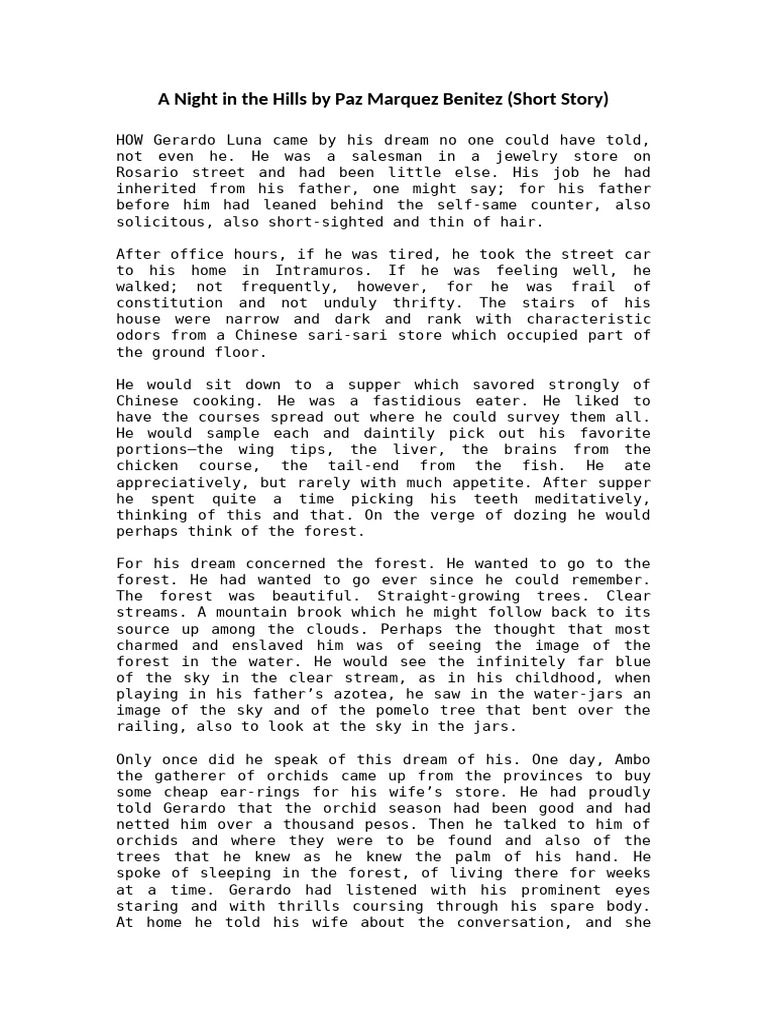 Short Story by Pat Marquez Benitez | PDF