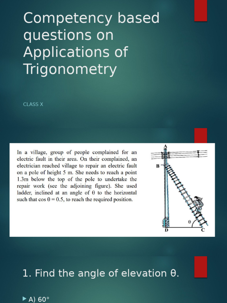 Competency Based Questions On Applications of Trigonometry | PDF