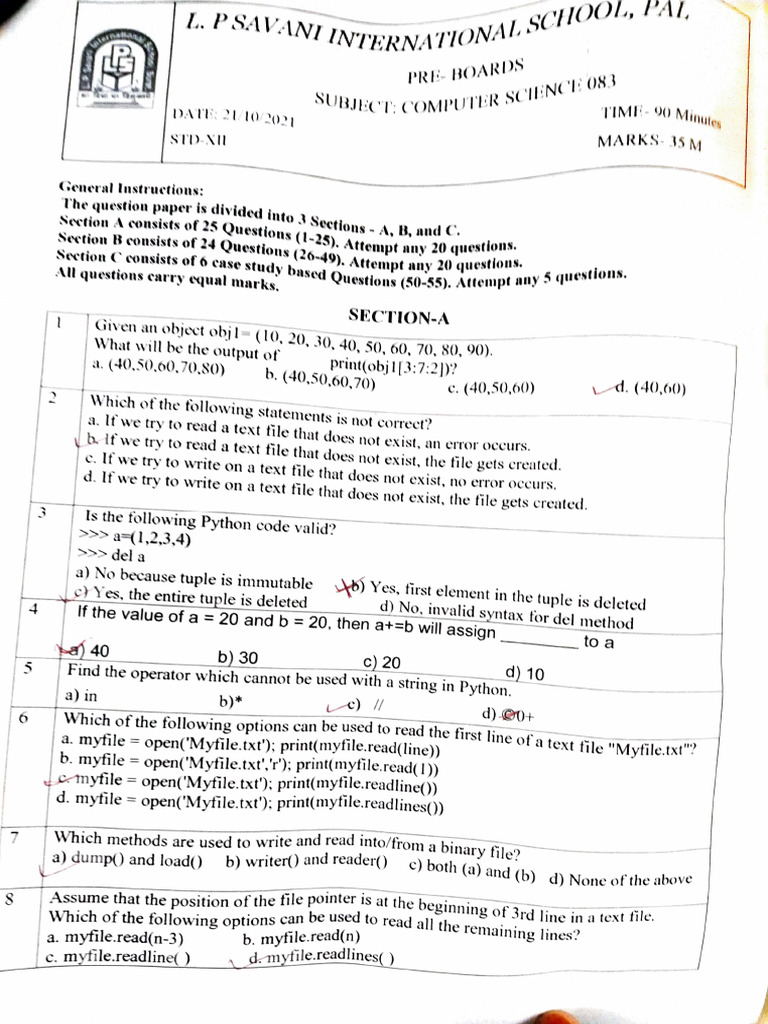 12th Pre Board IP Question | PDF | Programming Paradigms | Computer Science