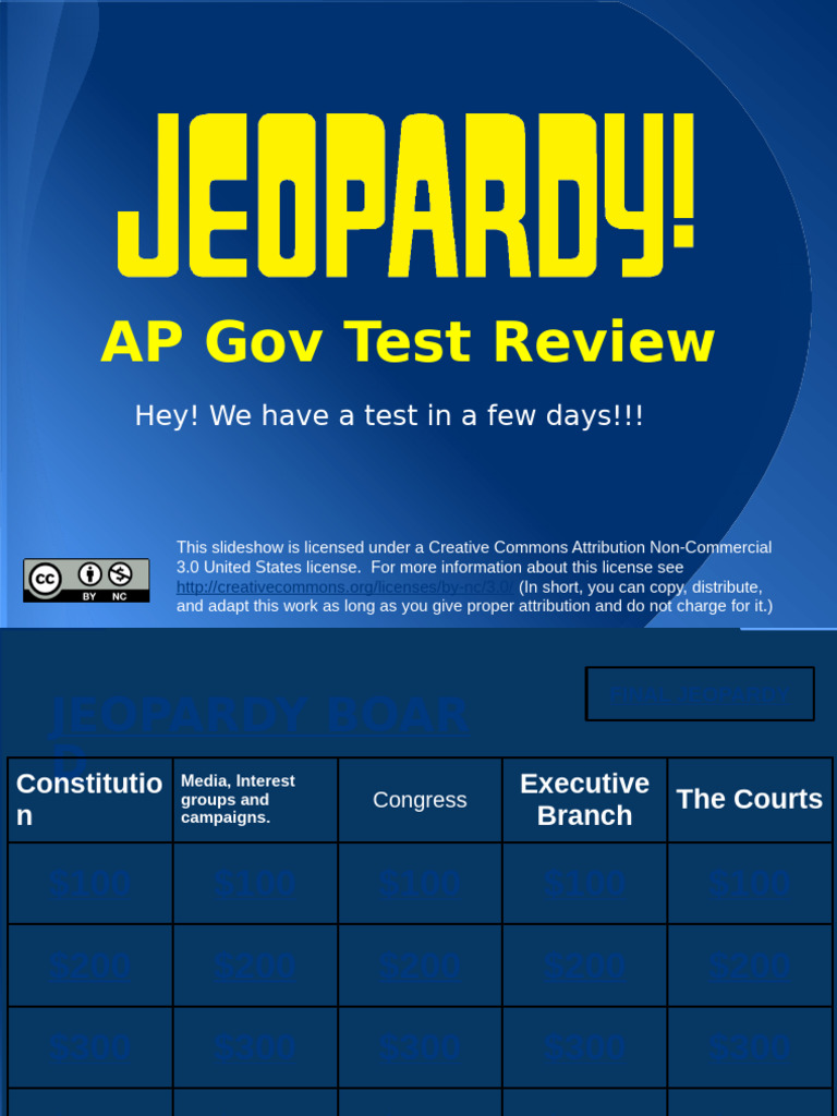 AP Test Jeopardy Review AP Exam | PDF
