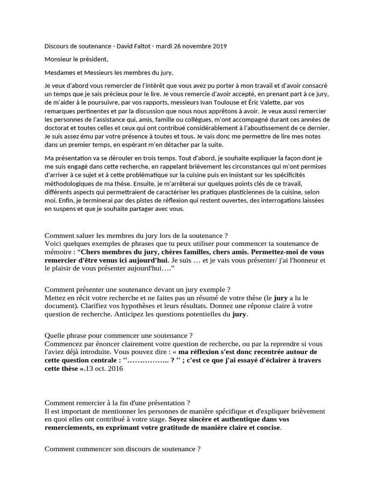 Discours de Soutenance | PDF