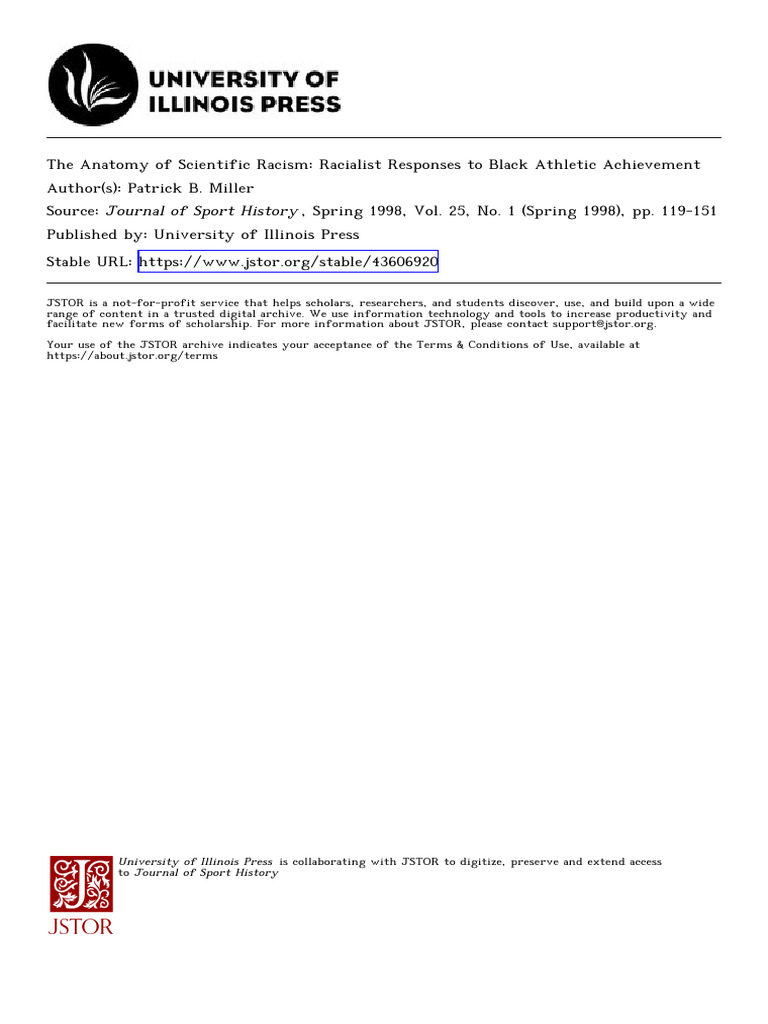 The Anatomy of Scientific Racism: Racialist Responses To Black Athletic ...