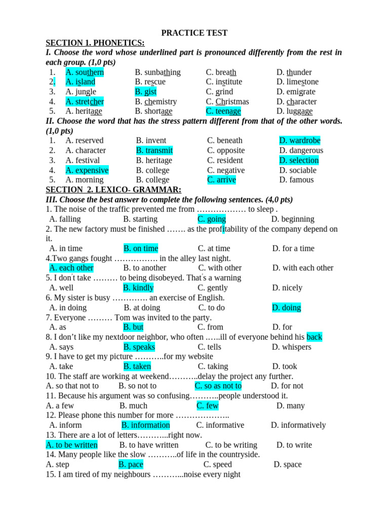 Practice Test 1 | PDF
