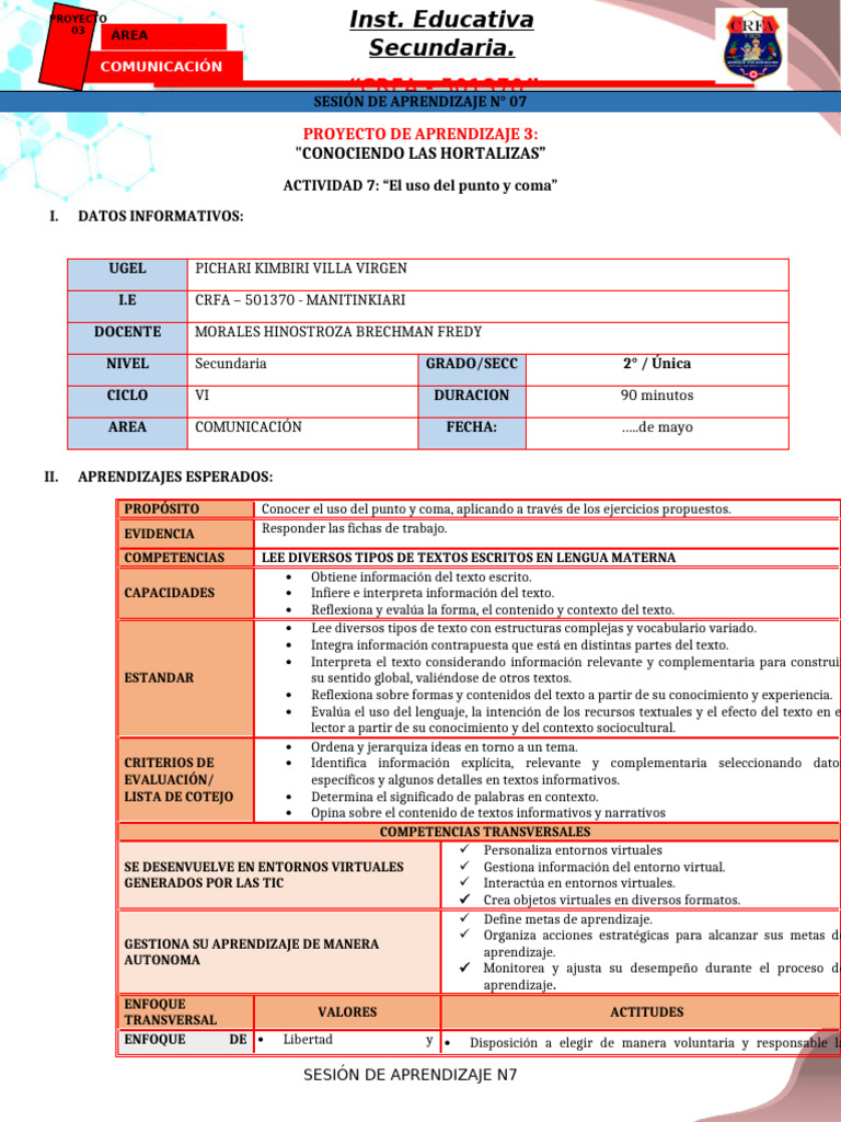2° Ses 7 Act1 Com U2 | PDF | Aprendizaje | Evaluación