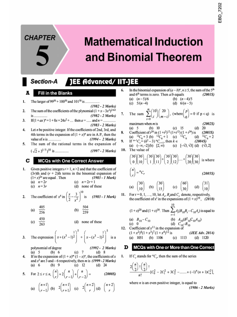 Mathematical Induction and Binomial Theorem | PDF