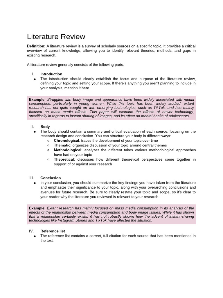 Literature Review Outline Template 1 | PDF